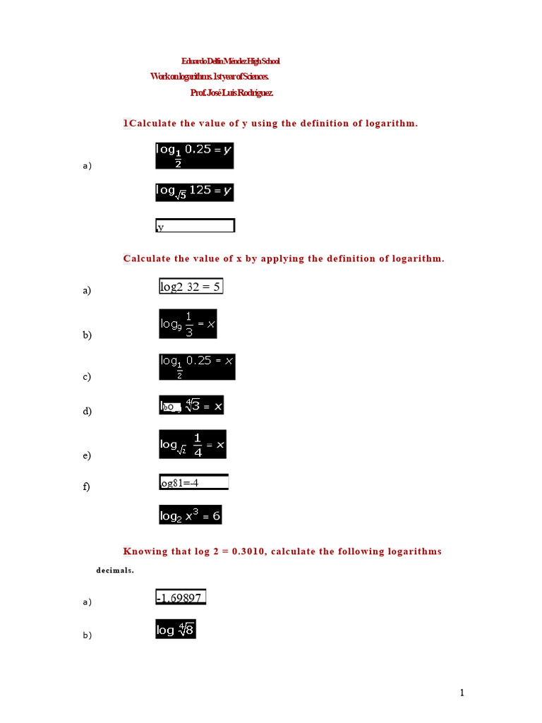 Logarithm Work | PDF
