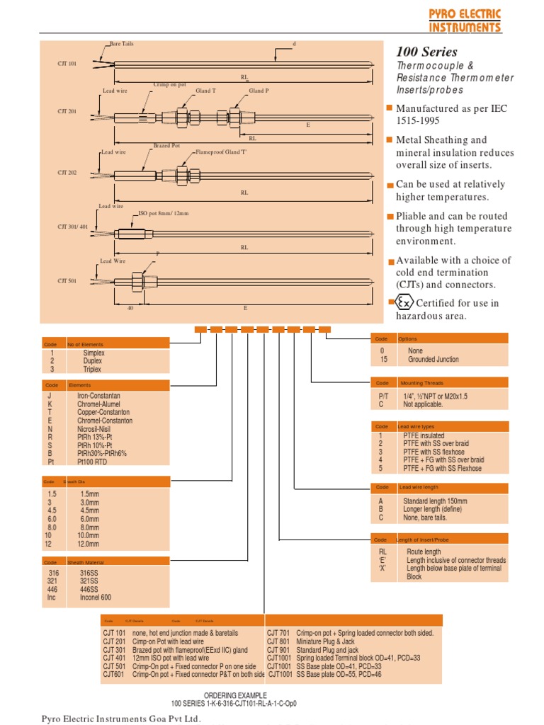 100 Series Pyro | PDF | Thermocouple | Electrical Connector