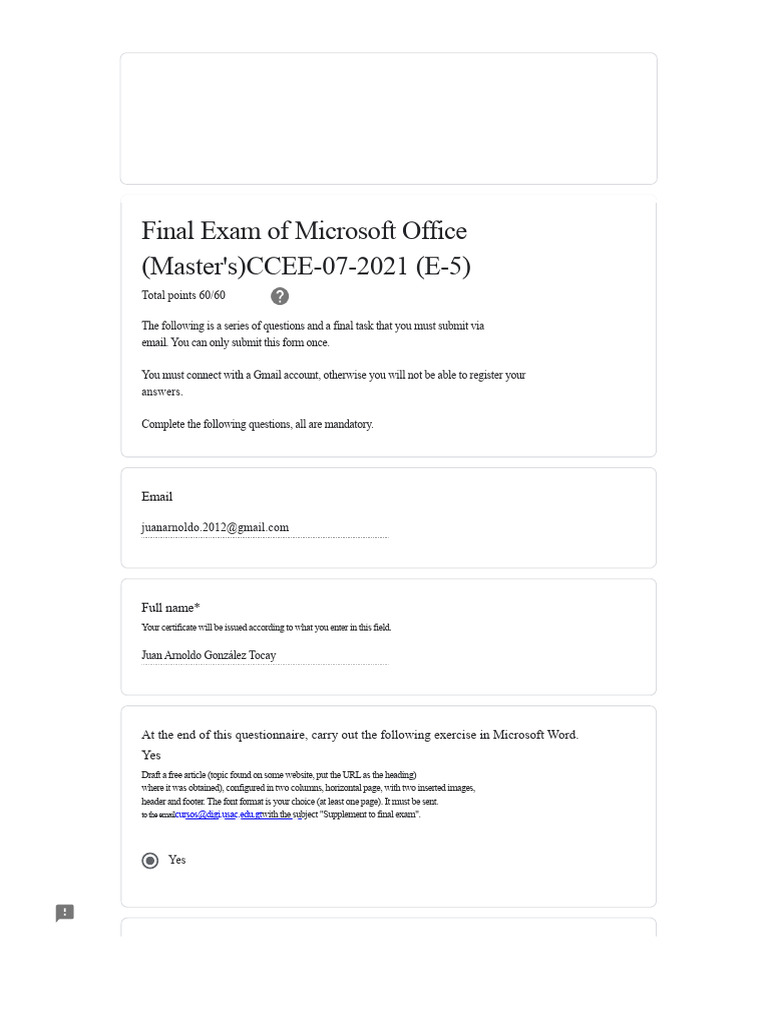 Final Exam of Microsoft Office (Master) CCEE-07-2021 (E-5) | PDF | Microsoft Word | Computing