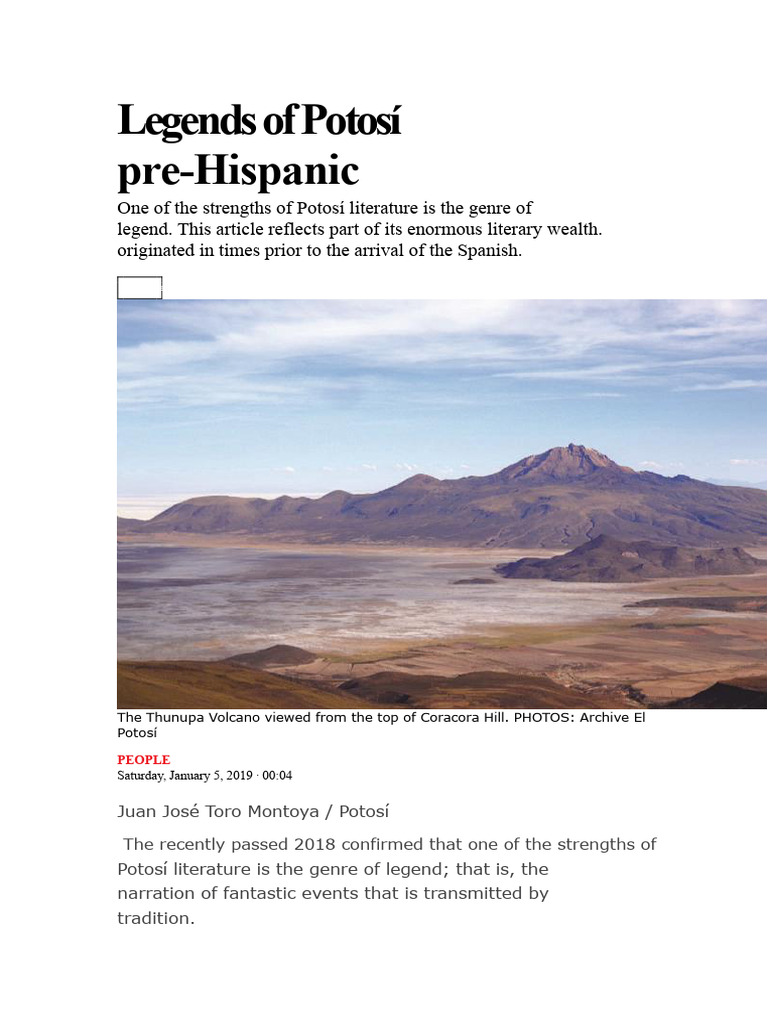 Legends of Pre-Hispanic Potosí | PDF