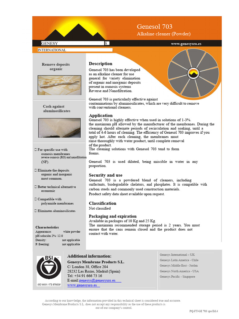 Genesol 703 Spa Ed4 | PDF | Membrane | Chemistry