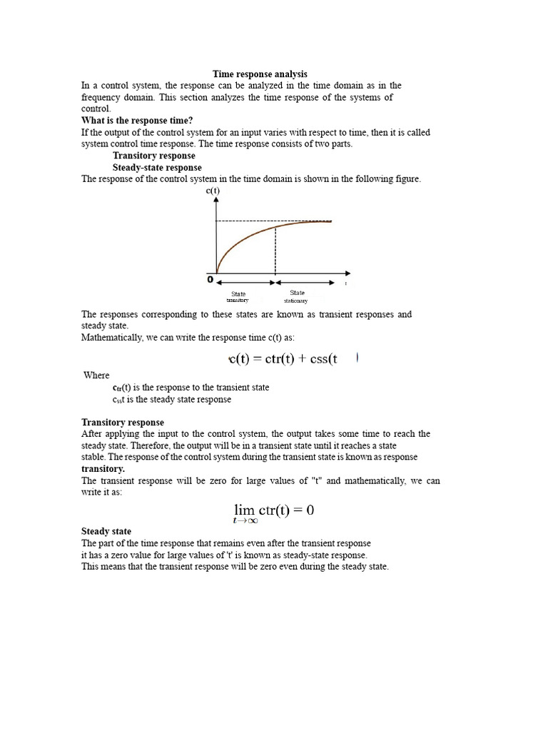 Time Response Analysis in Control Systems | PDF | Laplace Transform ...