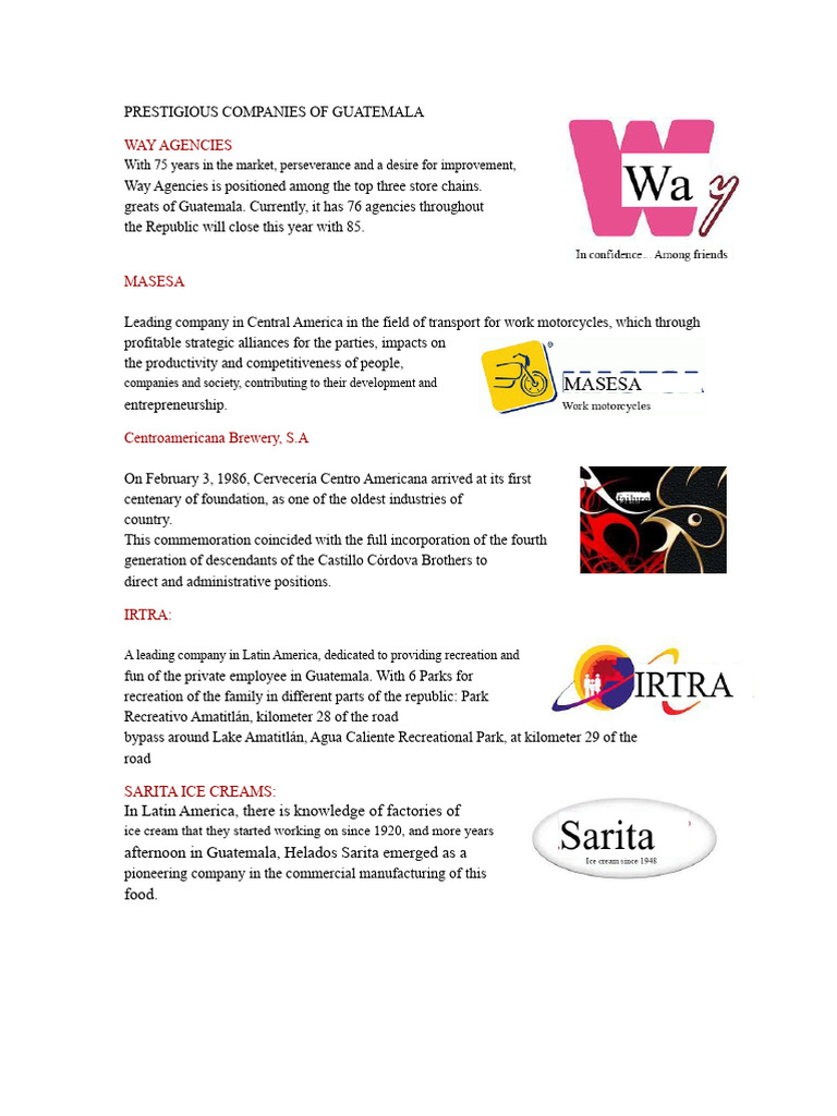 Prestigious Companies in Guatemala | PDF
