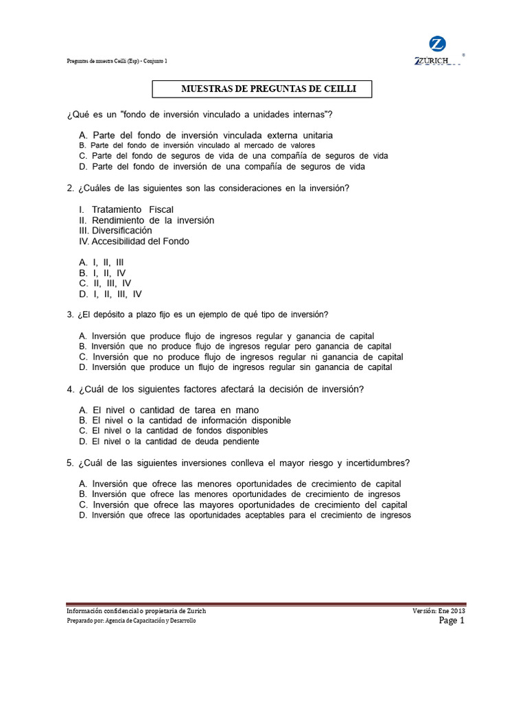 Preguntas de Muestra CEILLI - Conjunto 1 (ESP) | PDF | Compartir ...