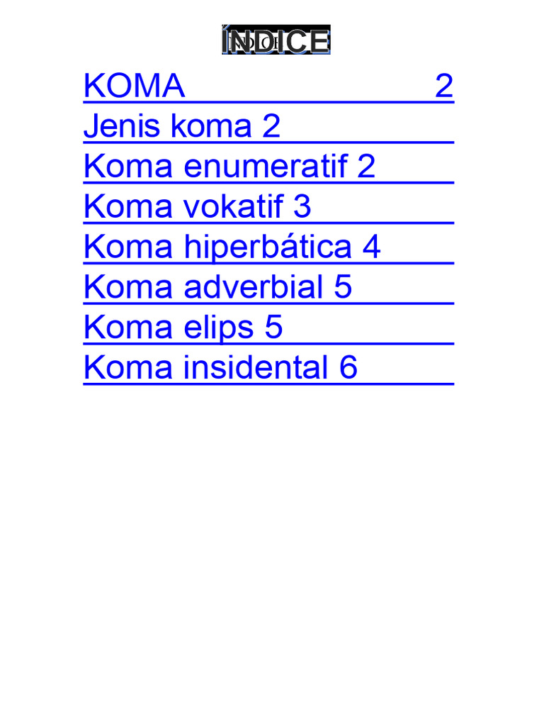 Jenis-jenis Koma dan Contohnya | PDF