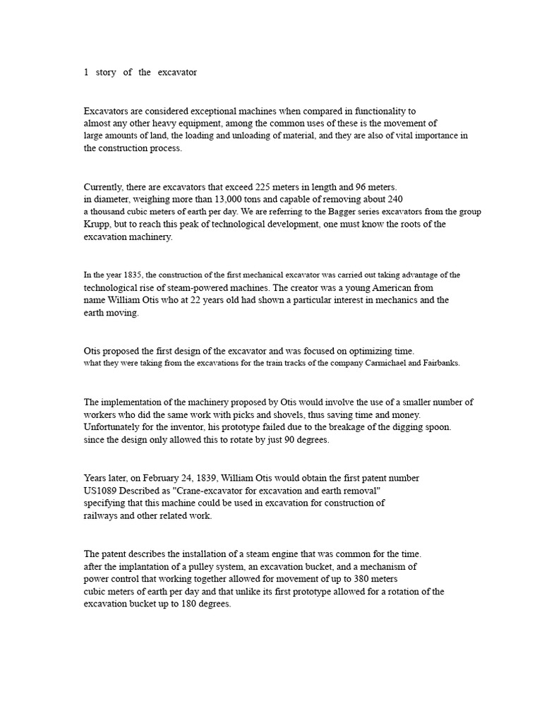 History of the Excavator Invention | PDF | Loader (Equipment ...