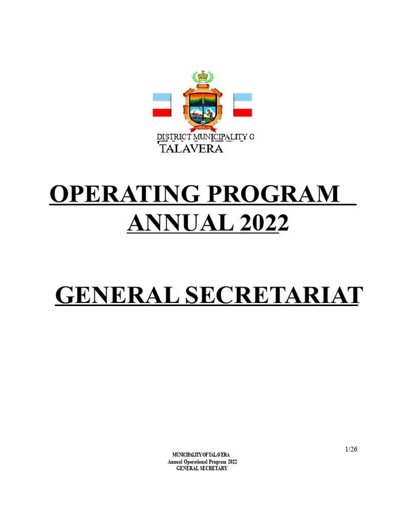 General Secretariat Plan 2022 MDT. | PDF | Governance | Budget