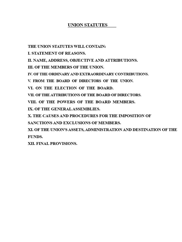 Nurses' Union Statutes Overview | PDF | Board Of Directors | Tribunal