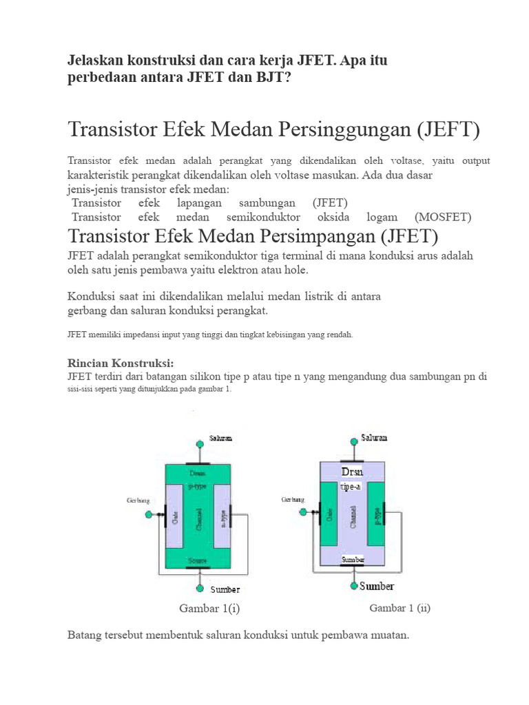 Konstruksi Dan Cara Kerja JFET | PDF