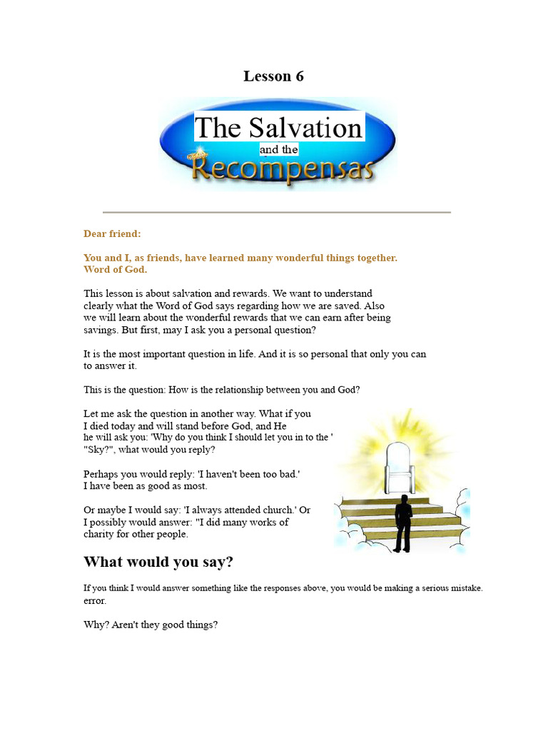 Lesson 6 - Salvation and Rewards | PDF | Eternal Life (Christianity ...