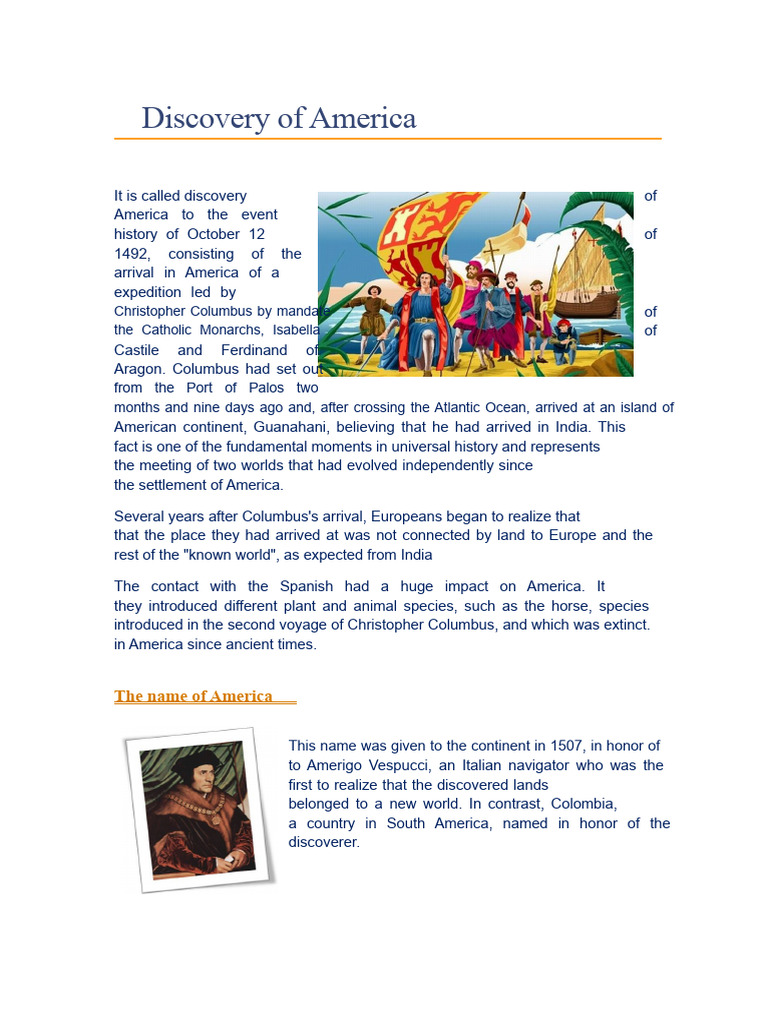Discovery of America | PDF | Christopher Columbus | Voyages Of ...