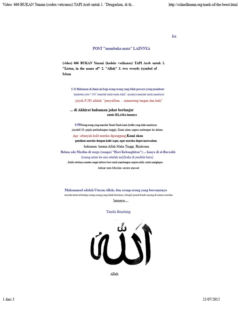 Video - 666 BUKAN Yunani (Codex Vaticanus) TAPI Arab Untuk 1 ...