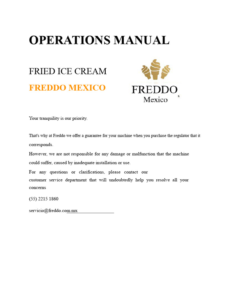 Fried Ice Cream Machine Operations Guide | PDF | Mains Electricity ...