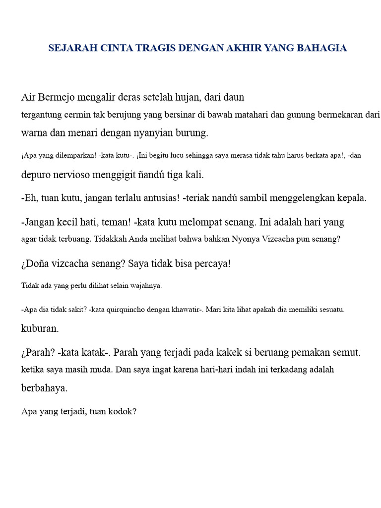 Kisah Cinta Tragis Dengan Akhir Yang Bahagia PDF | PDF