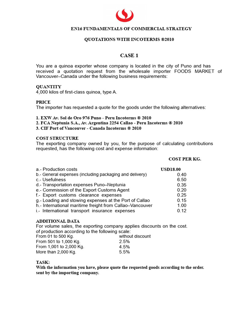 Quotations With Incoterms 2010 | PDF | Freight Transport | Supply Chain ...