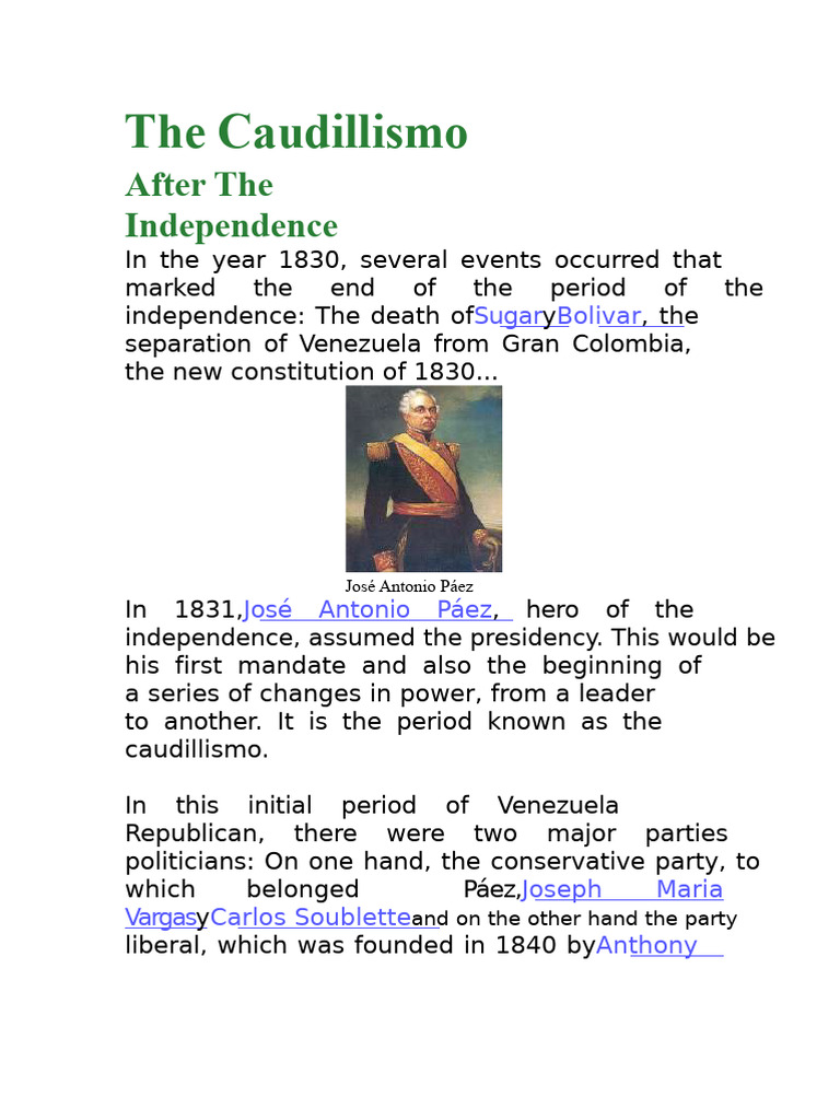 History of Caudillismo in Venezuela | PDF | Venezuela
