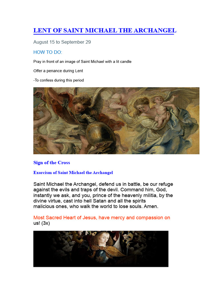 Lent of Saint Michael The Archangel | PDF | Michael (Archangel) | Mercy