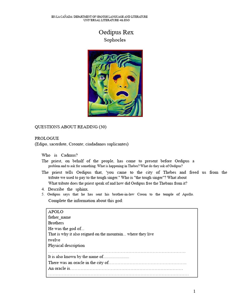 Activities On The Reading of Oedipus The King PDF | PDF | Oedipus ...