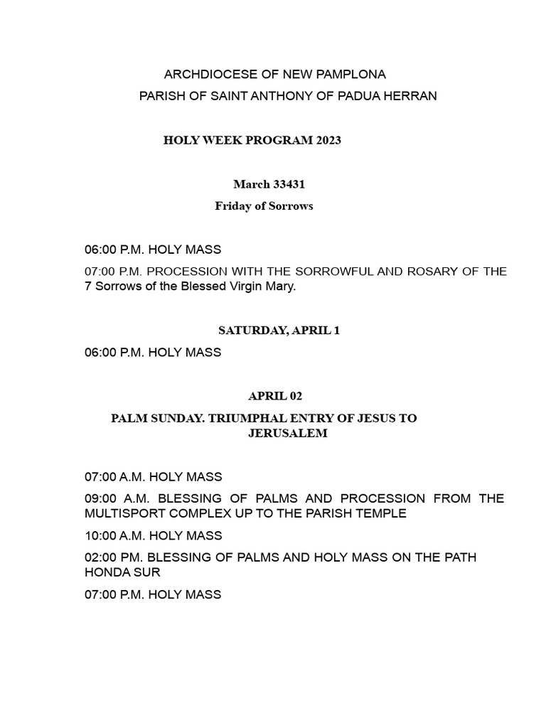 Programming 11 Easter 2024 | PDF | Eucharist | Easter