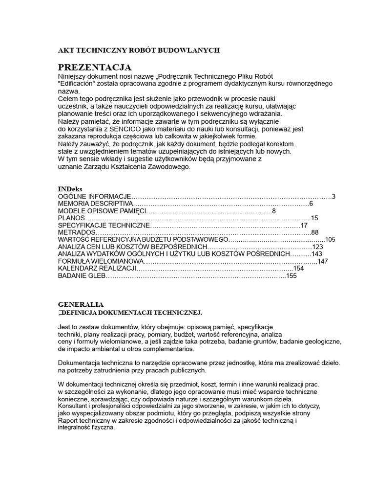 Dokumentacja Techniczna Robót Budowlanych | PDF