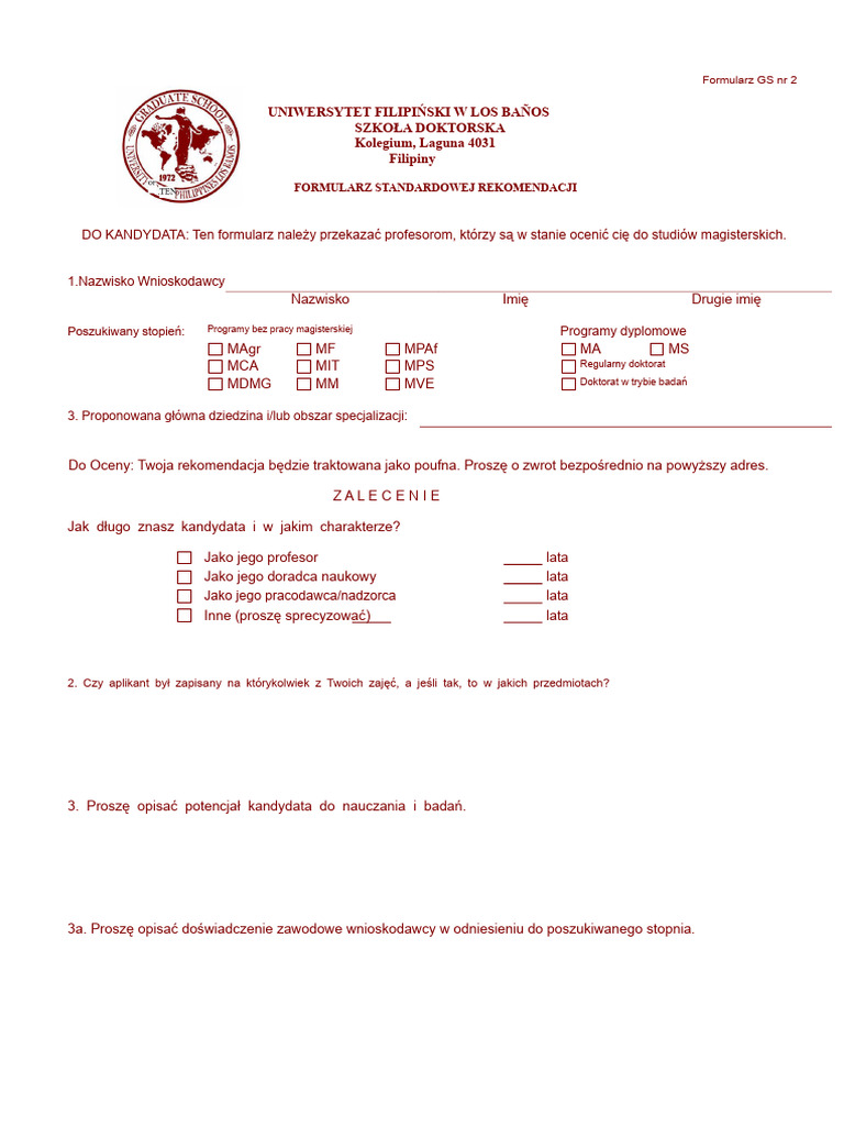 Uplb Form | PDF