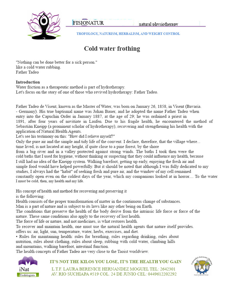 Cold Water Rotation | PDF | Water | Perspiration