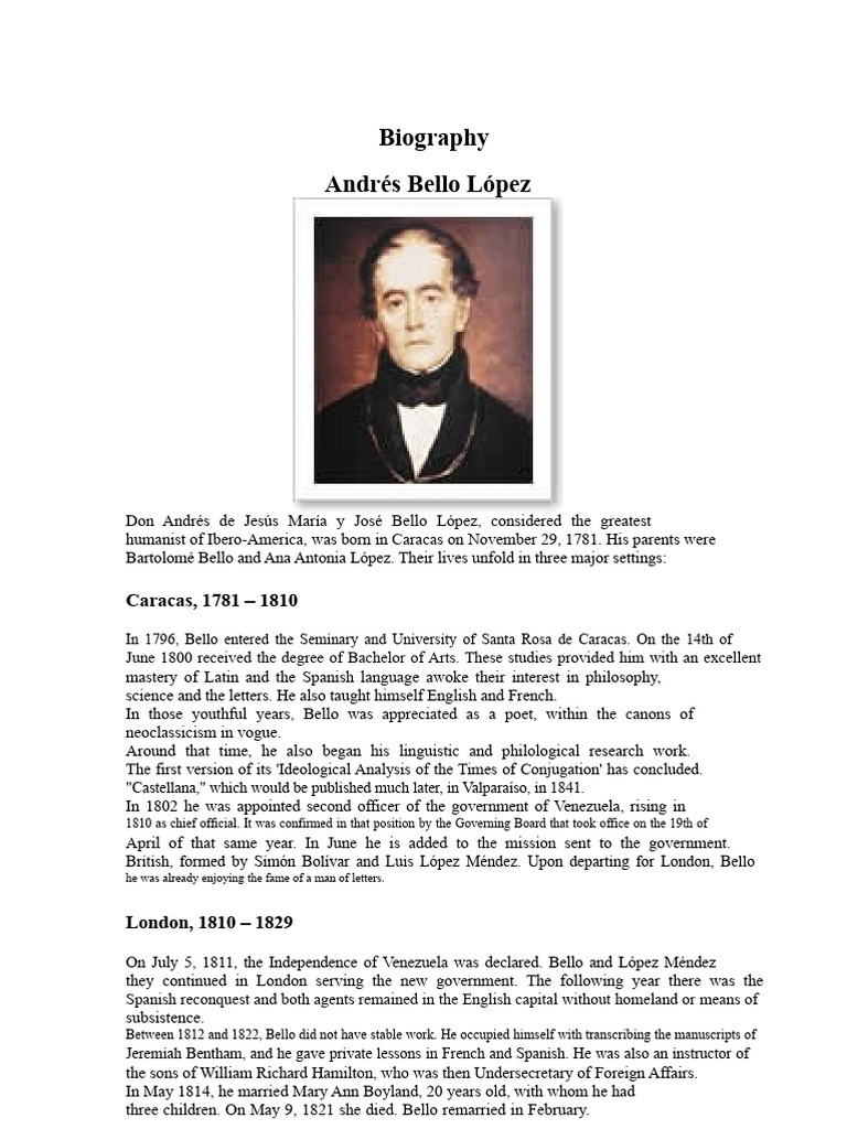 Andrés Bello: Ibero-American Humanist | PDF