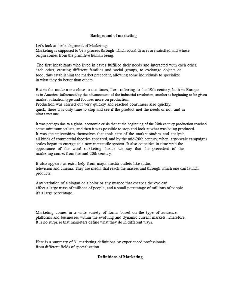 History and Definitions of Marketing | PDF | Marketing | Military Strategy