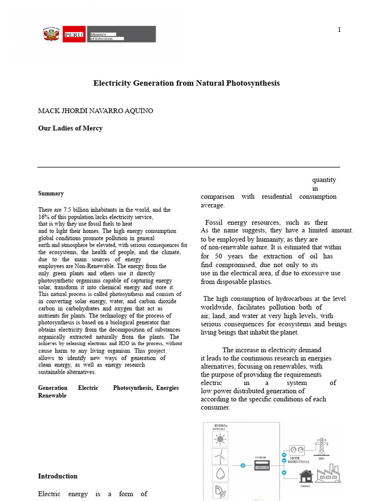 Electricity from Natural Photosynthesis | PDF | Photosynthesis | Anode