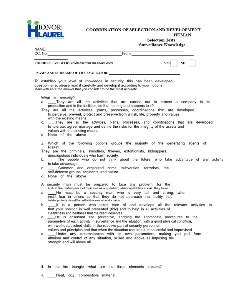 Security Knowledge Assessment Questionnaire | PDF | Risk | Security Guard