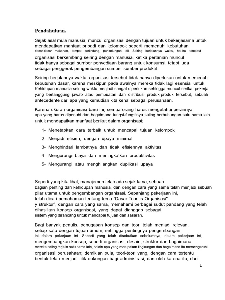 Dasar Teoritis Organisasi Dan Struktur | PDF