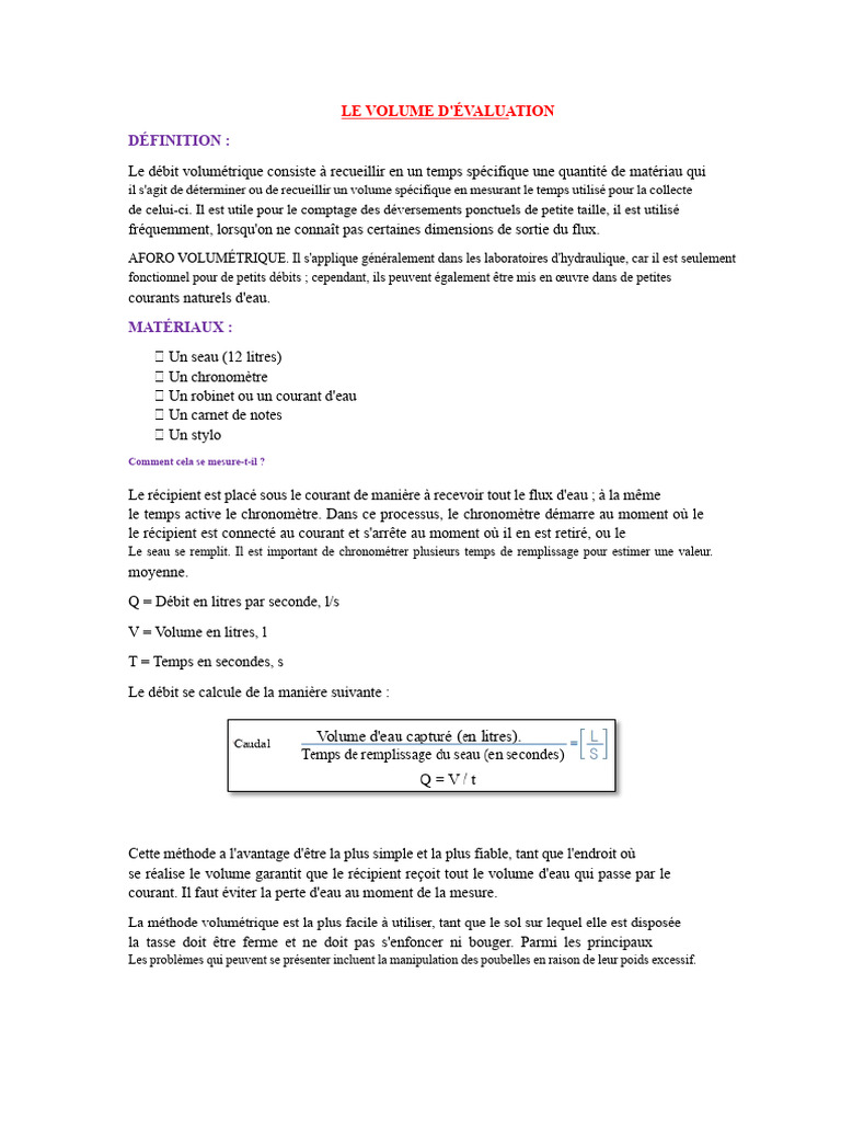 Méthode de Mesure du Débit Volumétrique | PDF | Le volume
