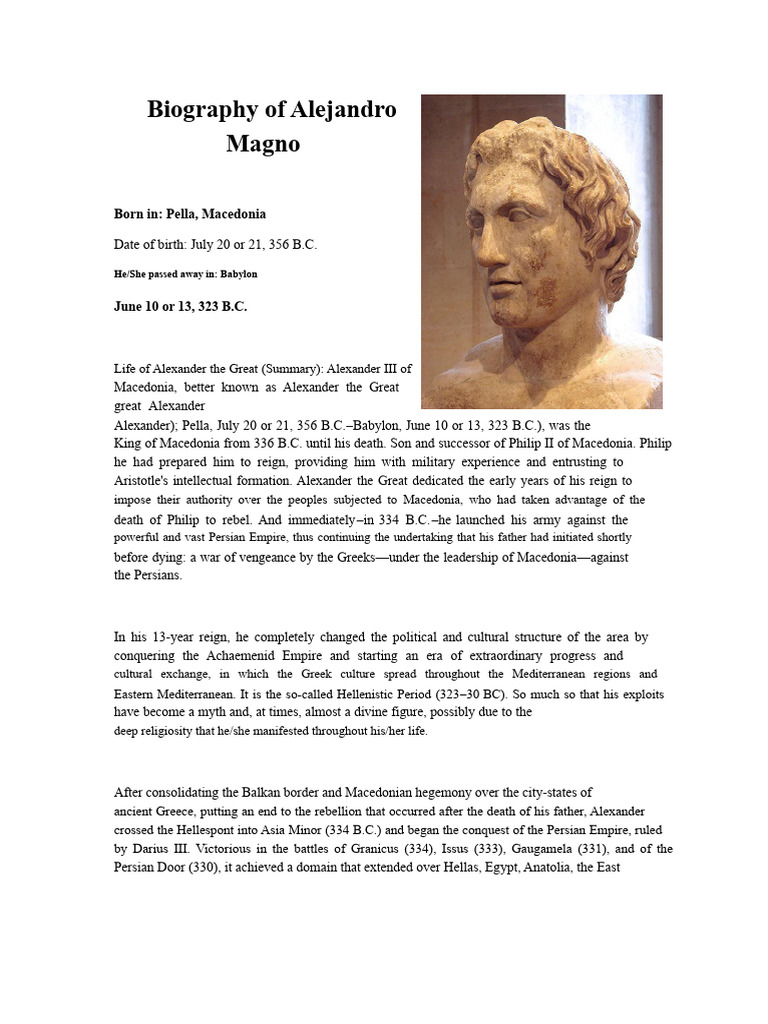 Biography of Alexander The Great | PDF | Alexander The Great ...