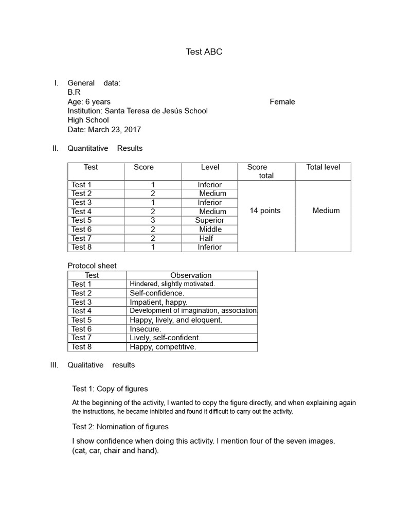 Child Development Test Results Summary | PDF | Learning | Neuroscience