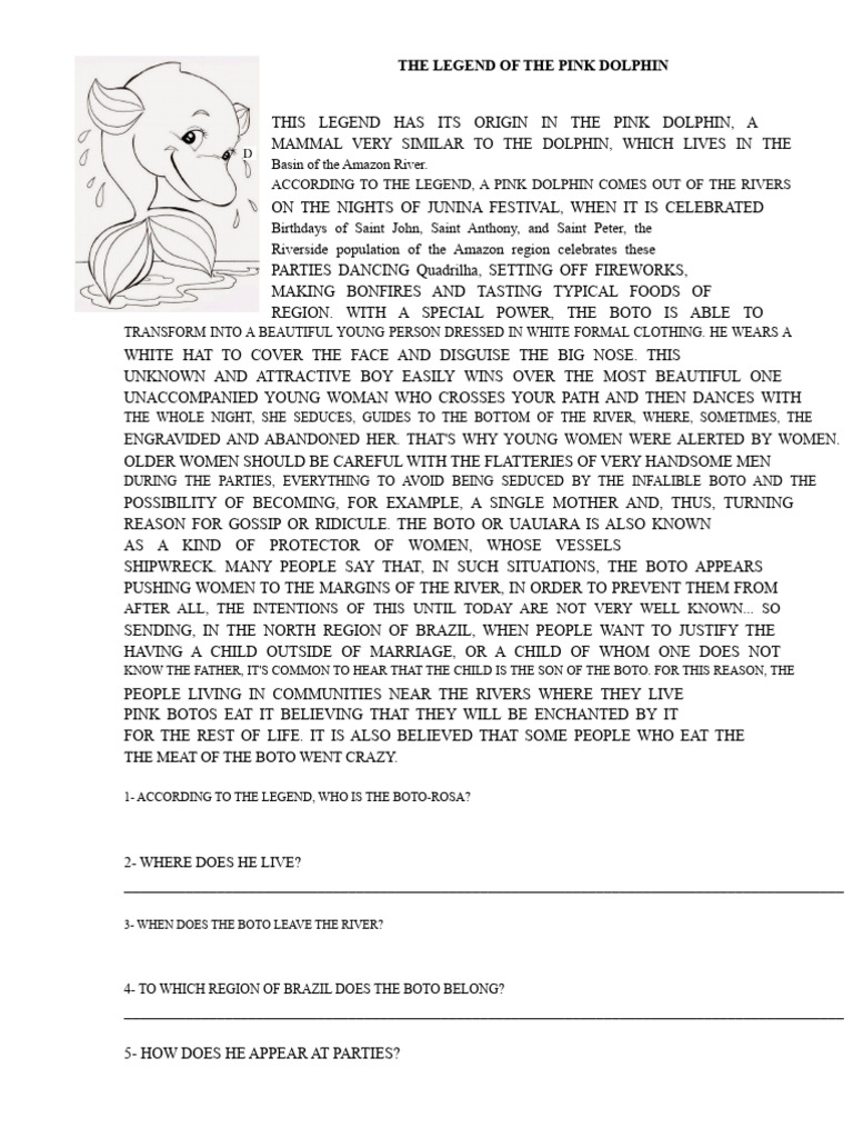 The Legend of The Pink Dolphin | PDF | Dolphin | Folklore