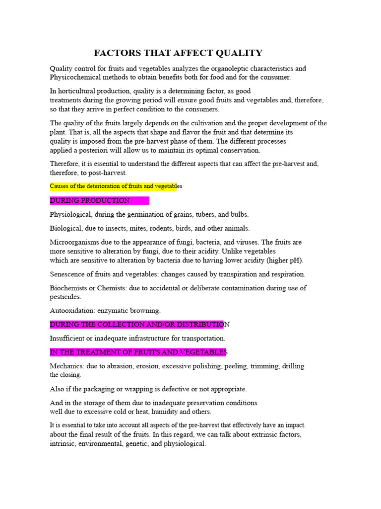 Factors That Affect Quality: Causes of The Deterioration of Fruits and ...