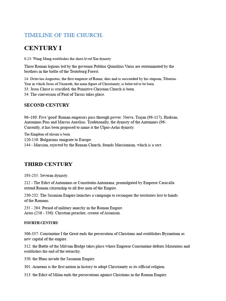 Church History Timeline Overview | PDF | Indulgence | Constantine The Great