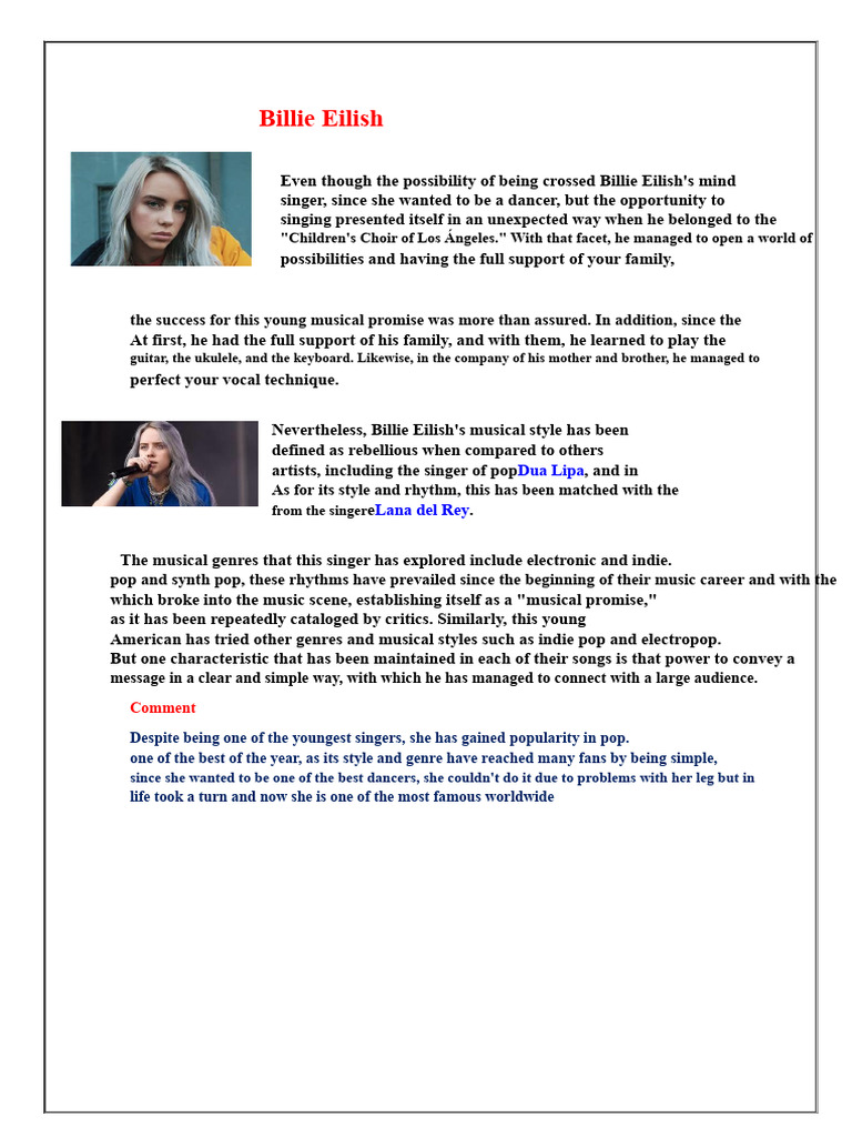 Biography of Billie Eilish | PDF
