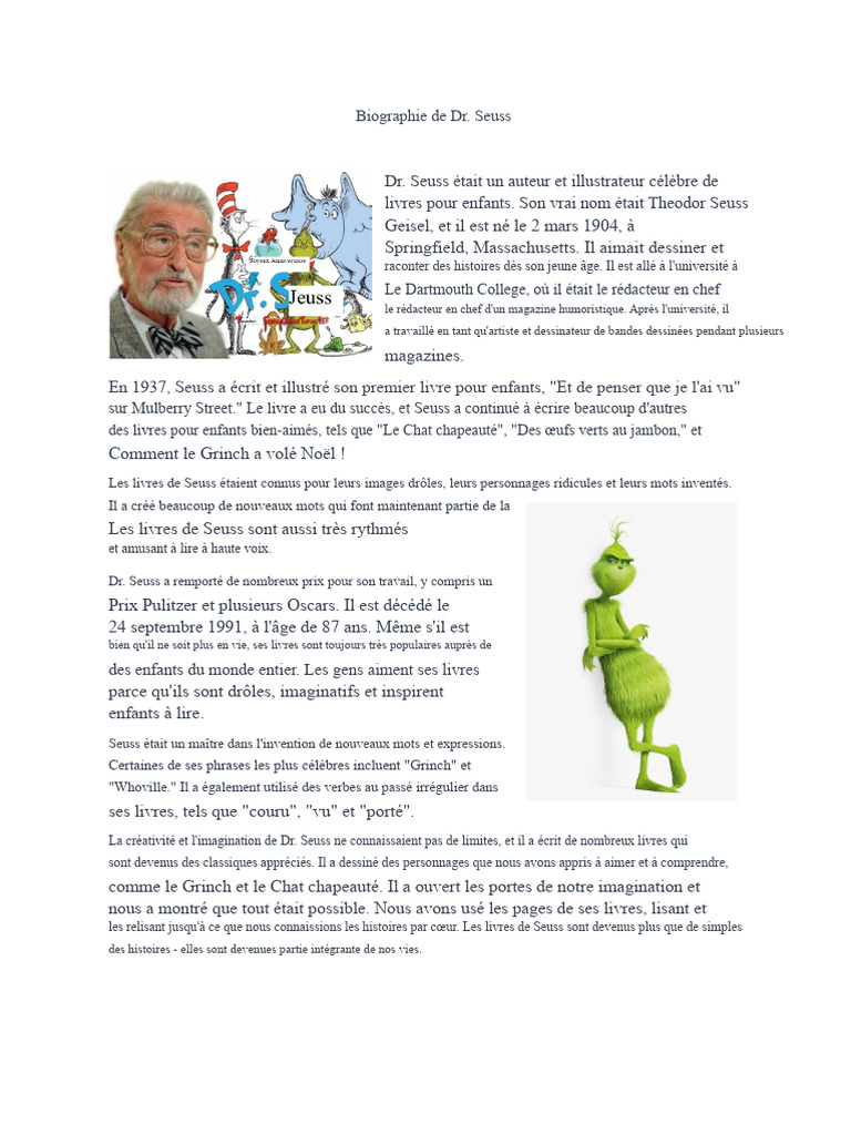 Biographie de Dr. Seuss | PDF | Theodor Seuss Geisel