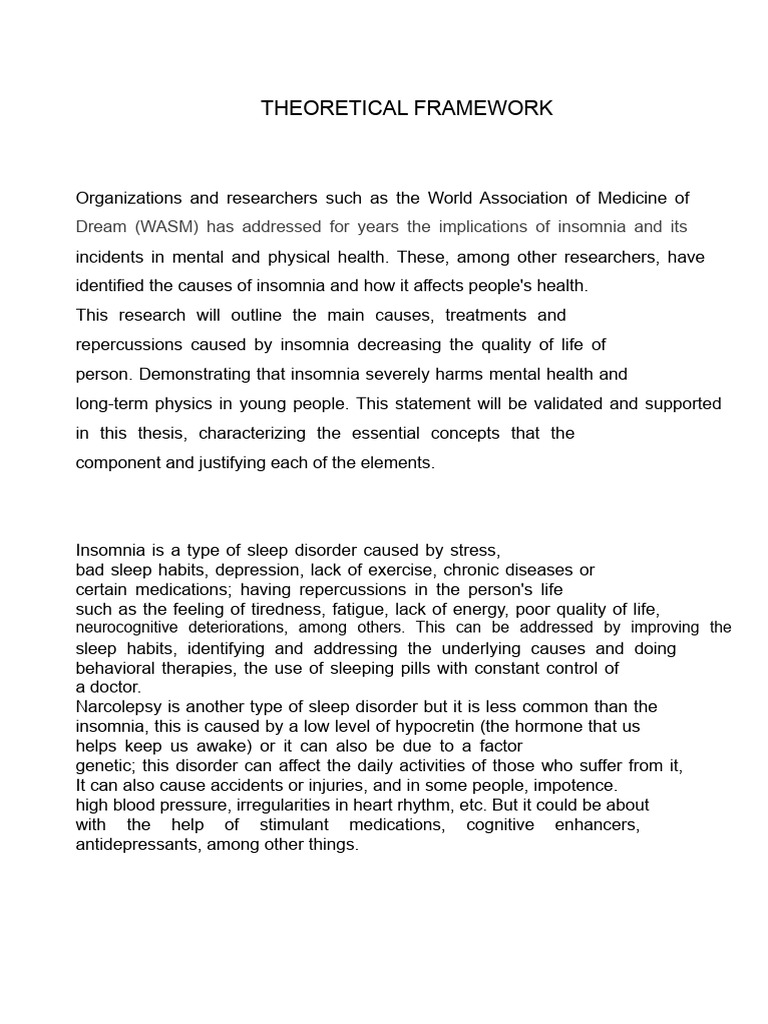 Theoretical Framework | PDF | Insomnia | Sleep