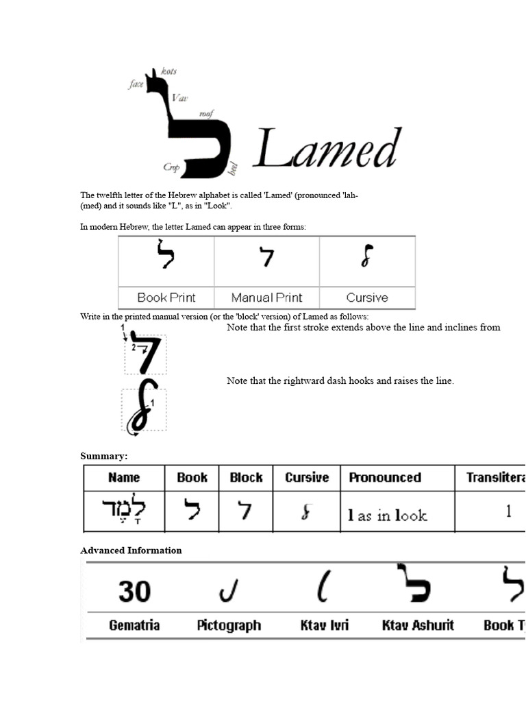 Understanding the Hebrew Letter Lamed | PDF | Torah | Soul