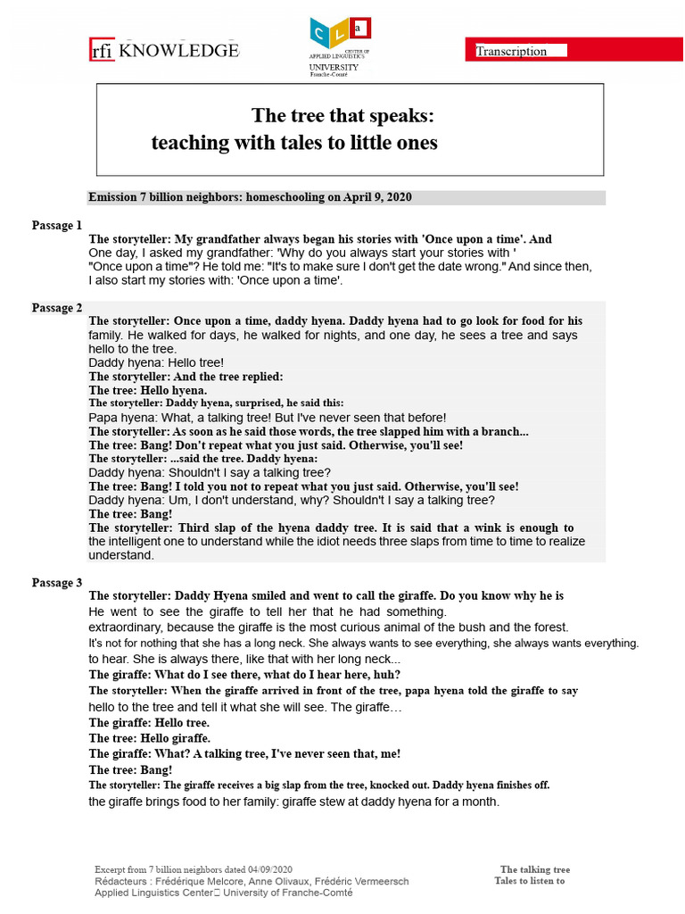 Talking Tree Tales for Kids | PDF