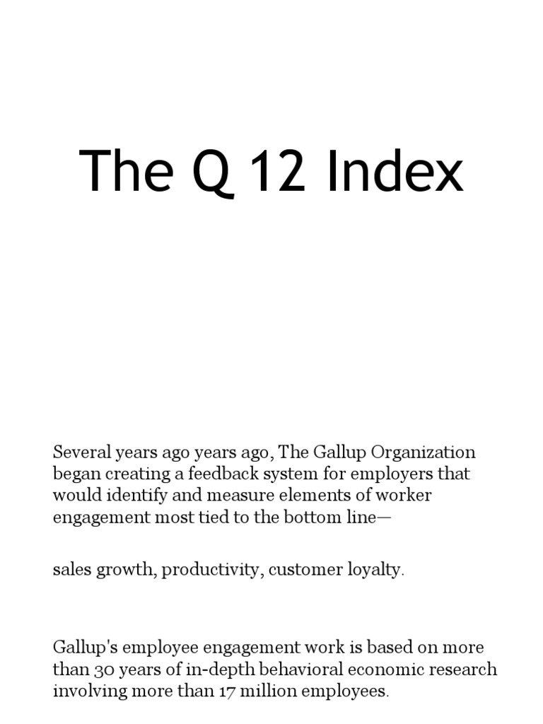 Q12 Index | PDF | Gallup (Company) | Turnover (Employment)
