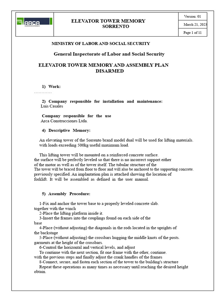 Elevator Tower Assembly Guide | PDF | Scaffolding | Manufactured Goods