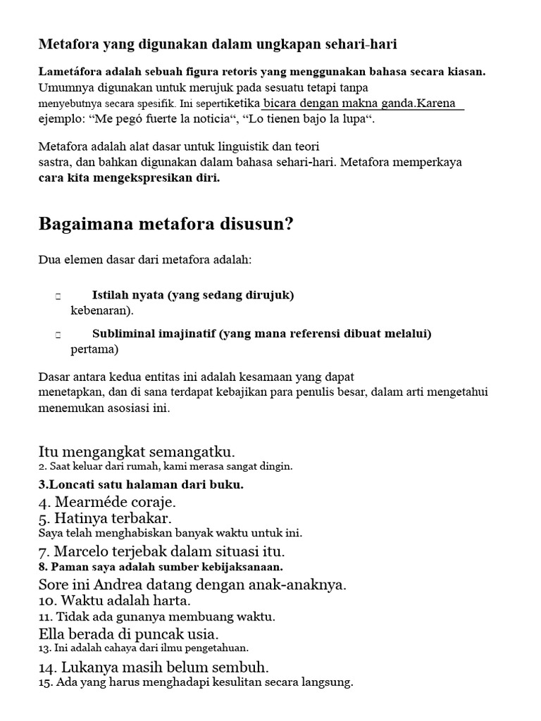 Metafora dalam Bahasa Sehari-hari | PDF