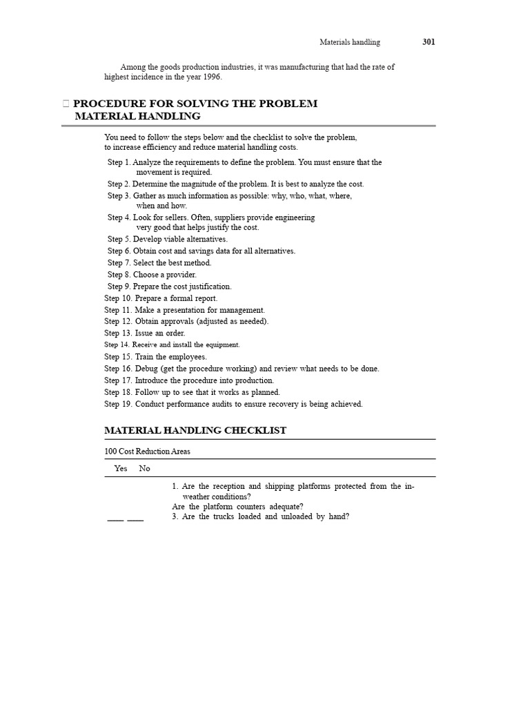 Materials Handling Checklist | PDF