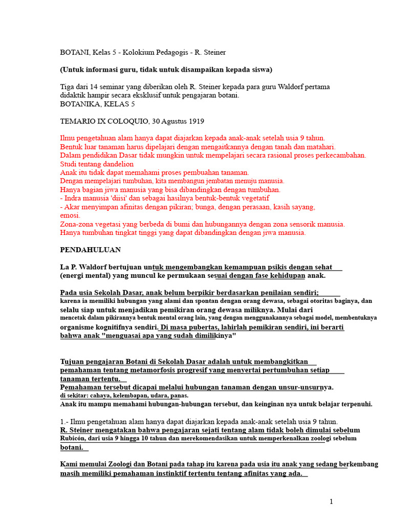 BOTANIKA,-Ringkasan Dari Kolokium Pedagogis | PDF