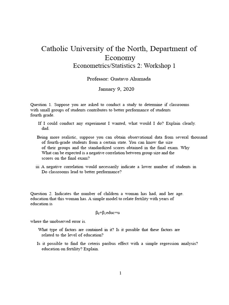 Workshop 1 | PDF | Regression Analysis | Linear Regression