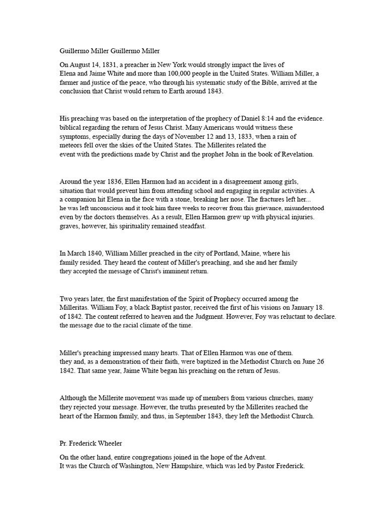 William Miller's Prophetic Movement | PDF | Christian Belief And ...