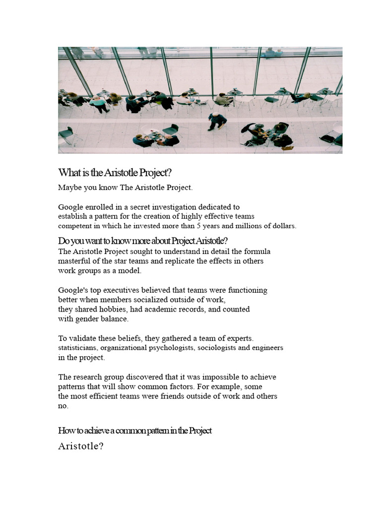 Insights from Google's Project Aristotle | PDF | Aristotle | Liberal ...